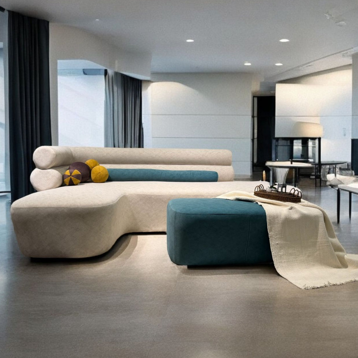 Aura Curve 6 Seater L Shape + Ottoman – V Surfaces