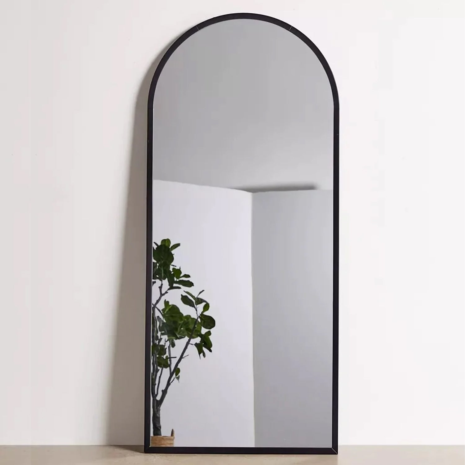Full Length Luxe U Mirror - Black - Aluminium Frame, Leaning Against W ...
